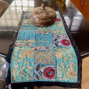 Patchwork Tablerunners From Rajasthani Embroidered Upcycled Sari and ...