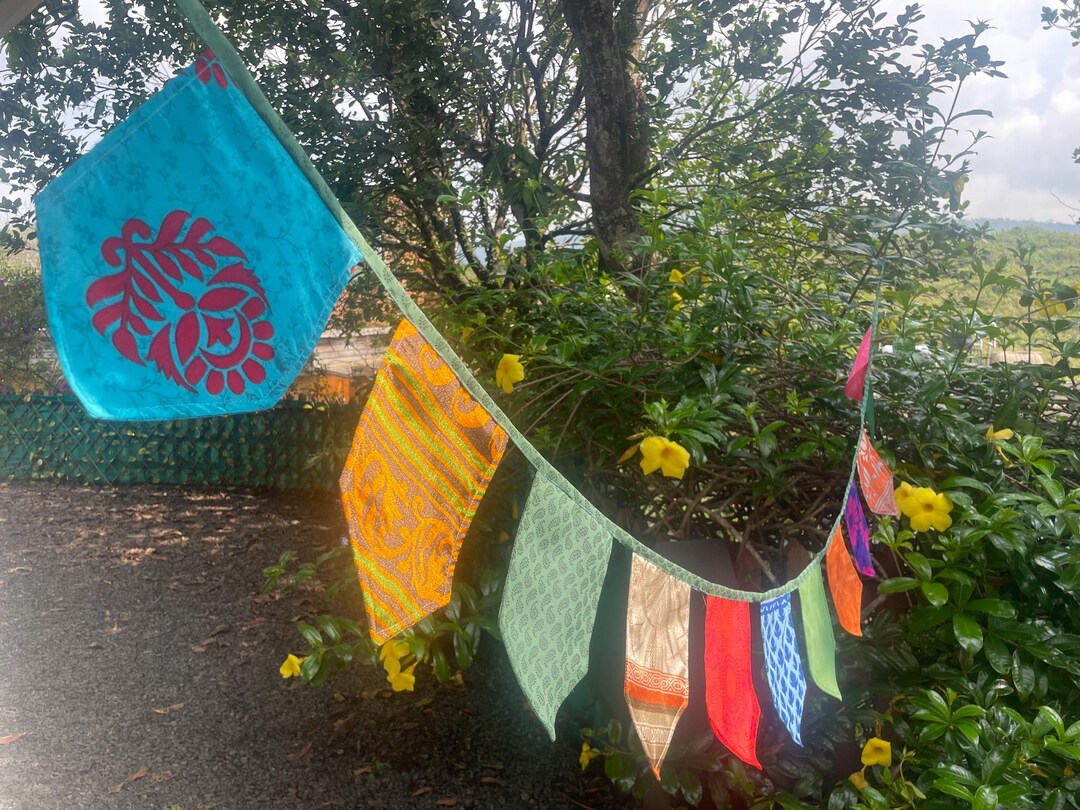 Upcycled Sari Party Bunting Flags Banner and Happy Birthday Pennants ...