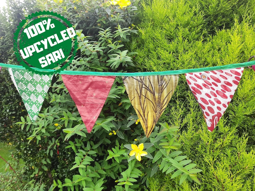 Upcycled Sari Bunting: Handmade Wedding and Birthday Party Home Garden ...