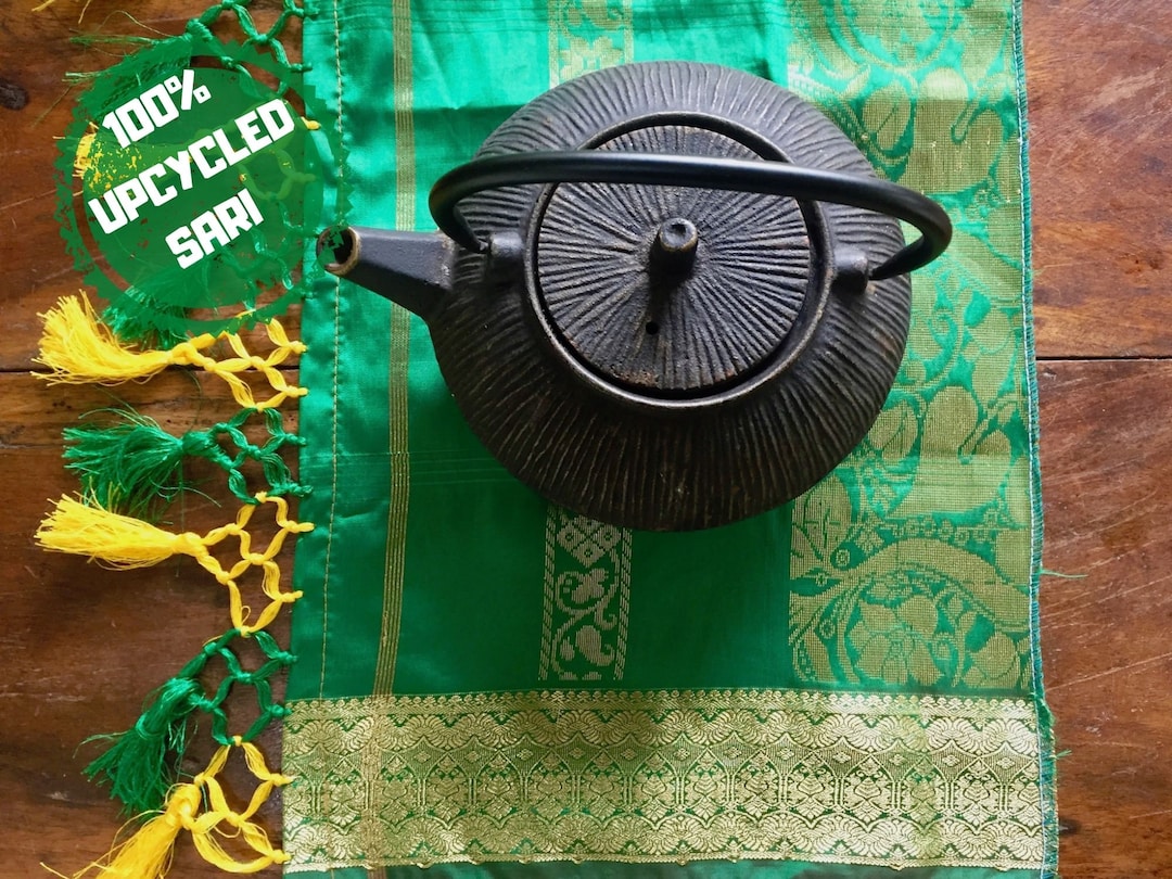 Upcycled Sari Table Runner: Handmade Vintage Fabric Coffee Table Decor ...