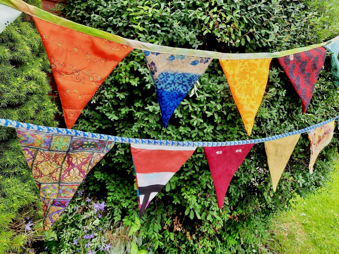 Upcycled Sari Bunting: Handmade Birthday Party and Wedding Garden Decor ...