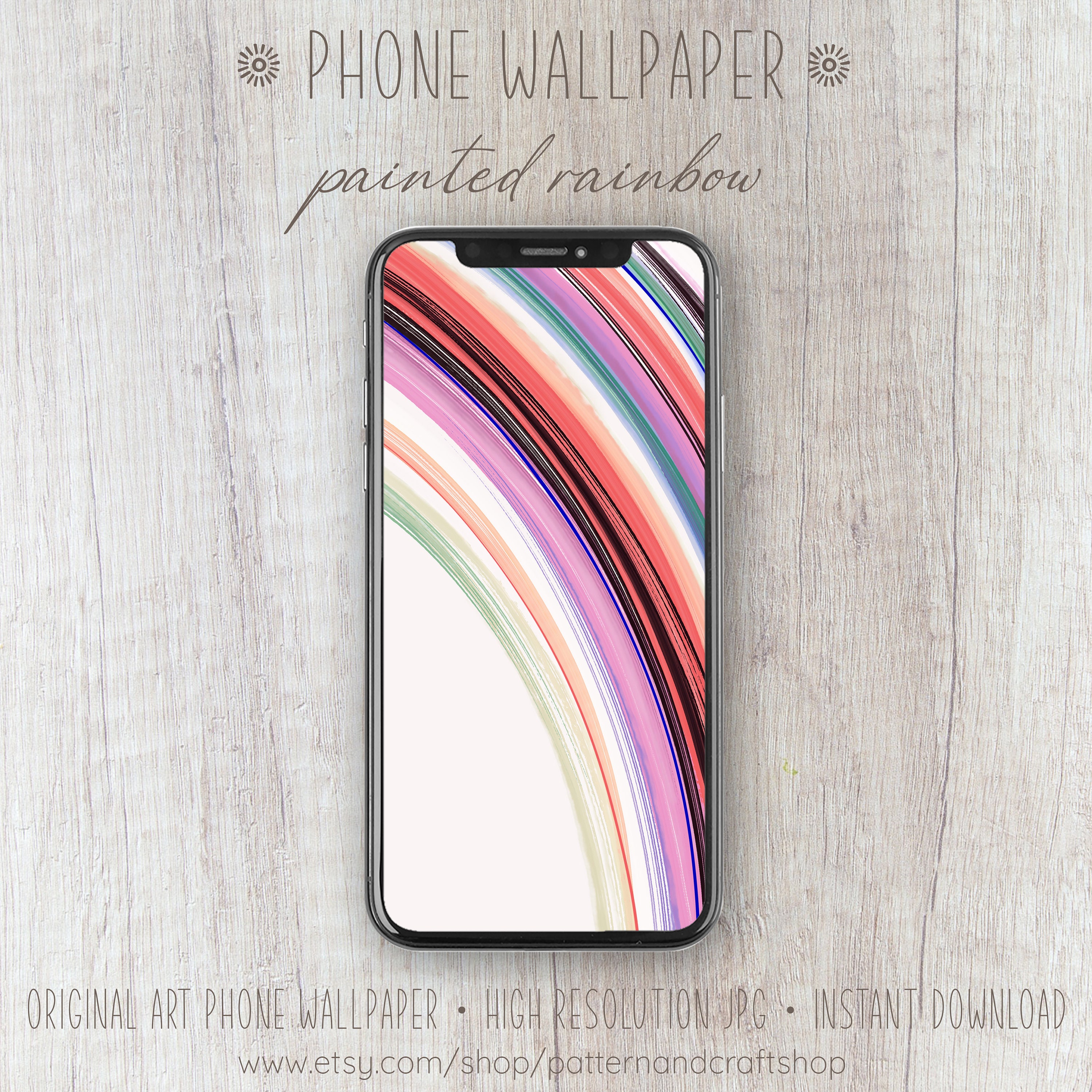 Phone Wallpaper Painted Rainbow Phone Background Instant Download - Etsy