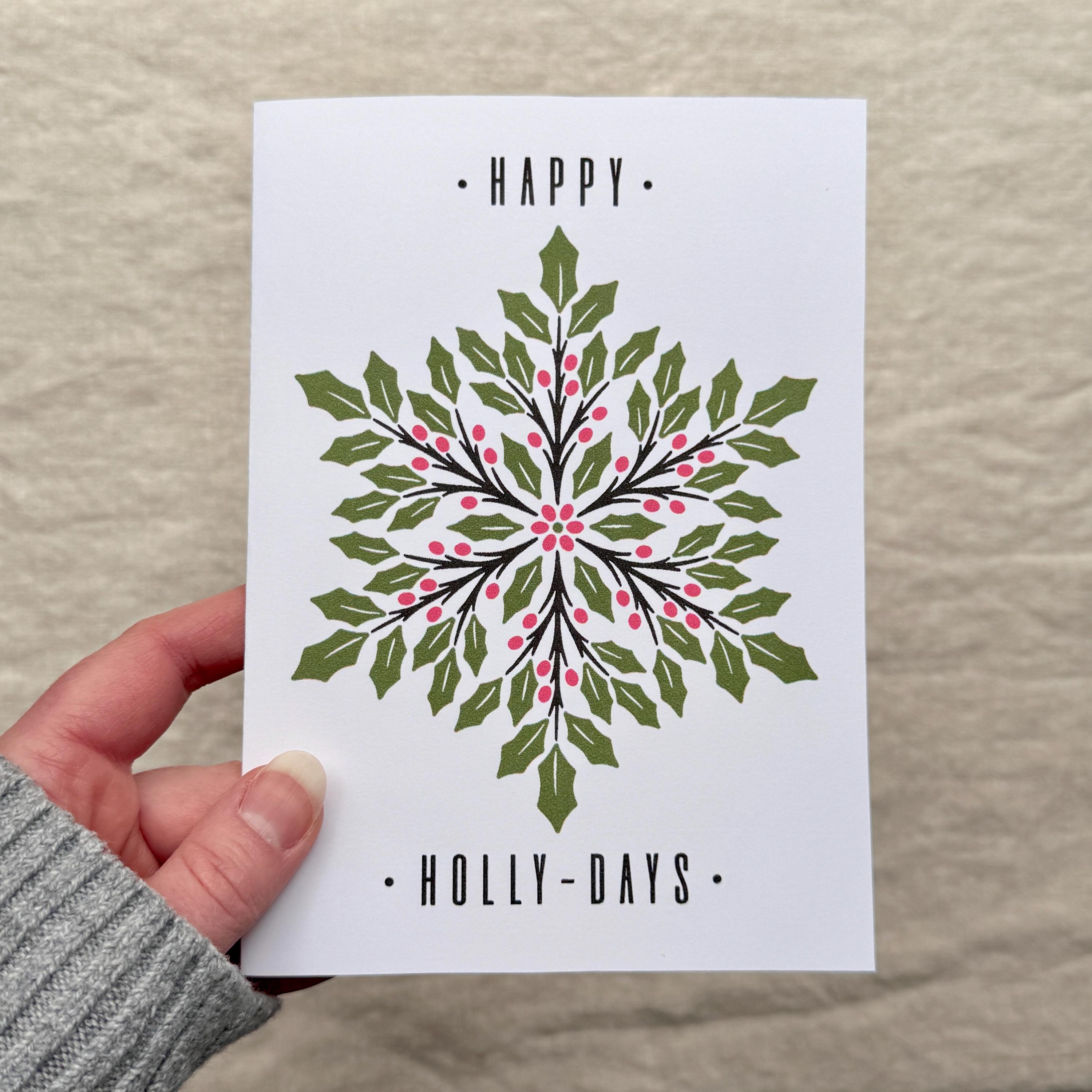 Printable Christmas Card 5x7 - Instant Download File - Holly Happy ...