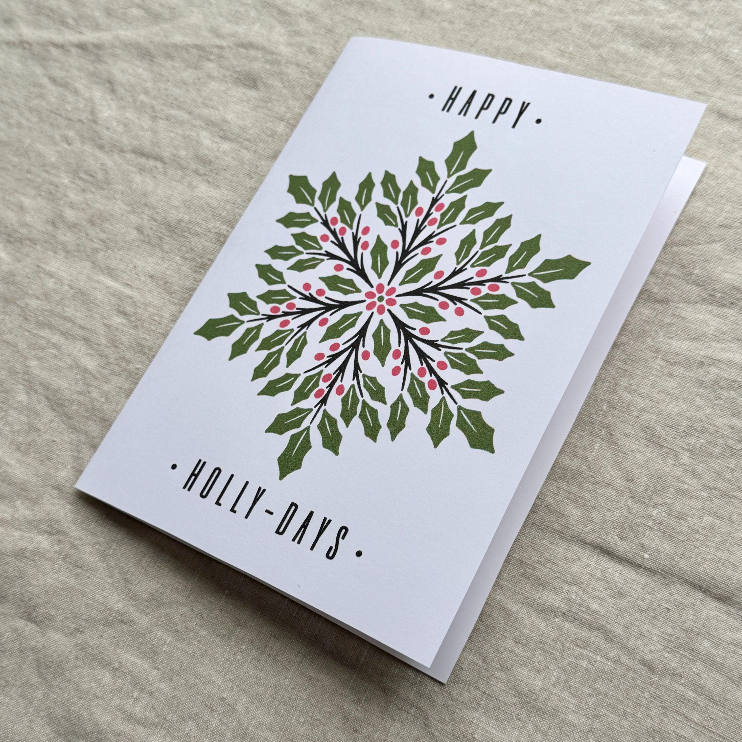 Printable Christmas Card 5x7 - Instant Download File - Holly Happy ...