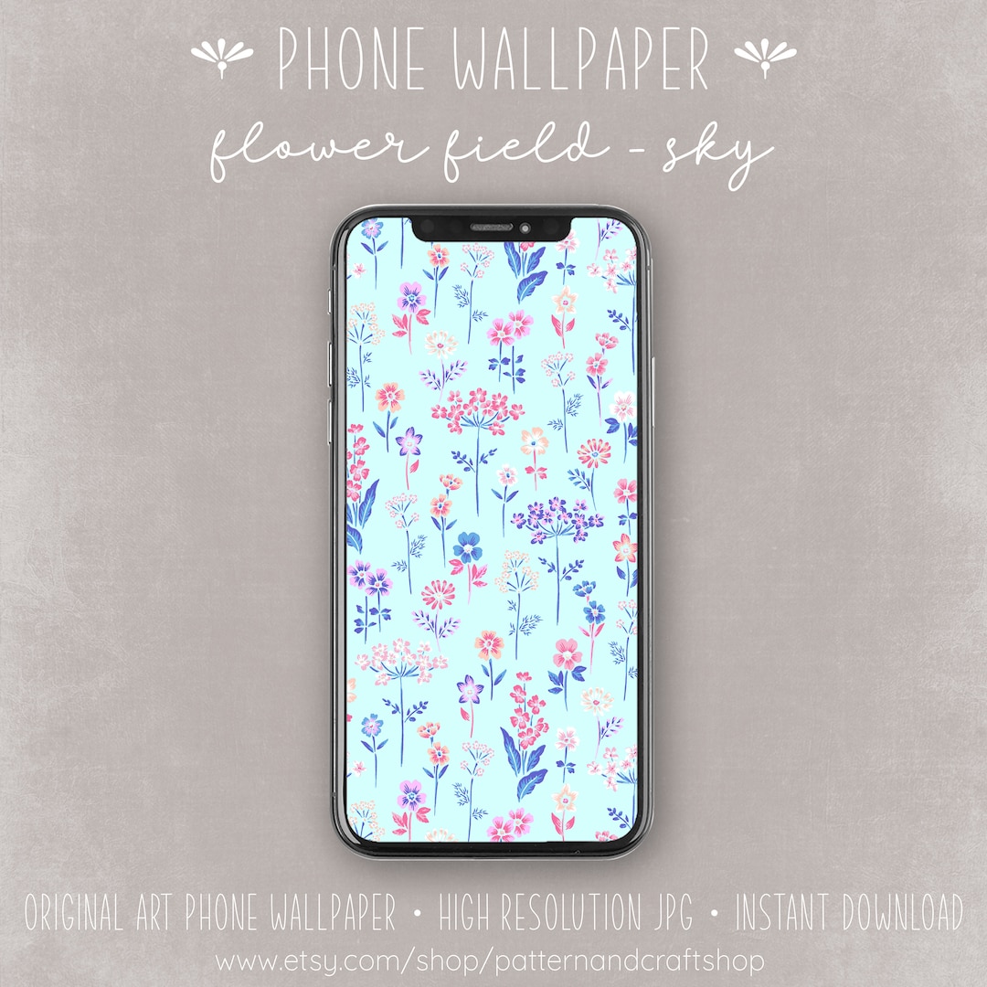 Light Blue Flower Field Phone Wallpaper (digital Download) - Etsy