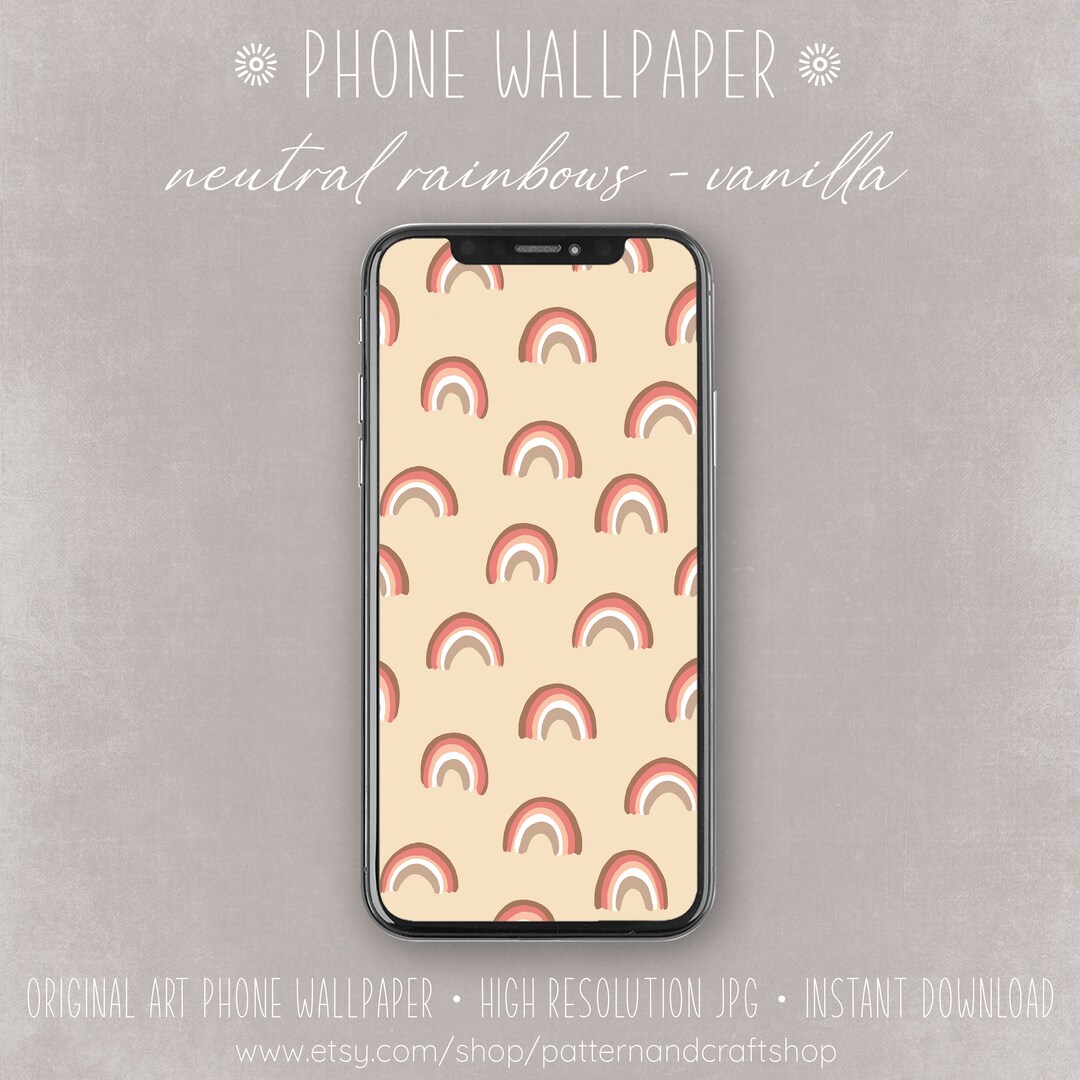 Neutral Rainbows Phone Wallpaper: Boho iPhone Background (digital ...