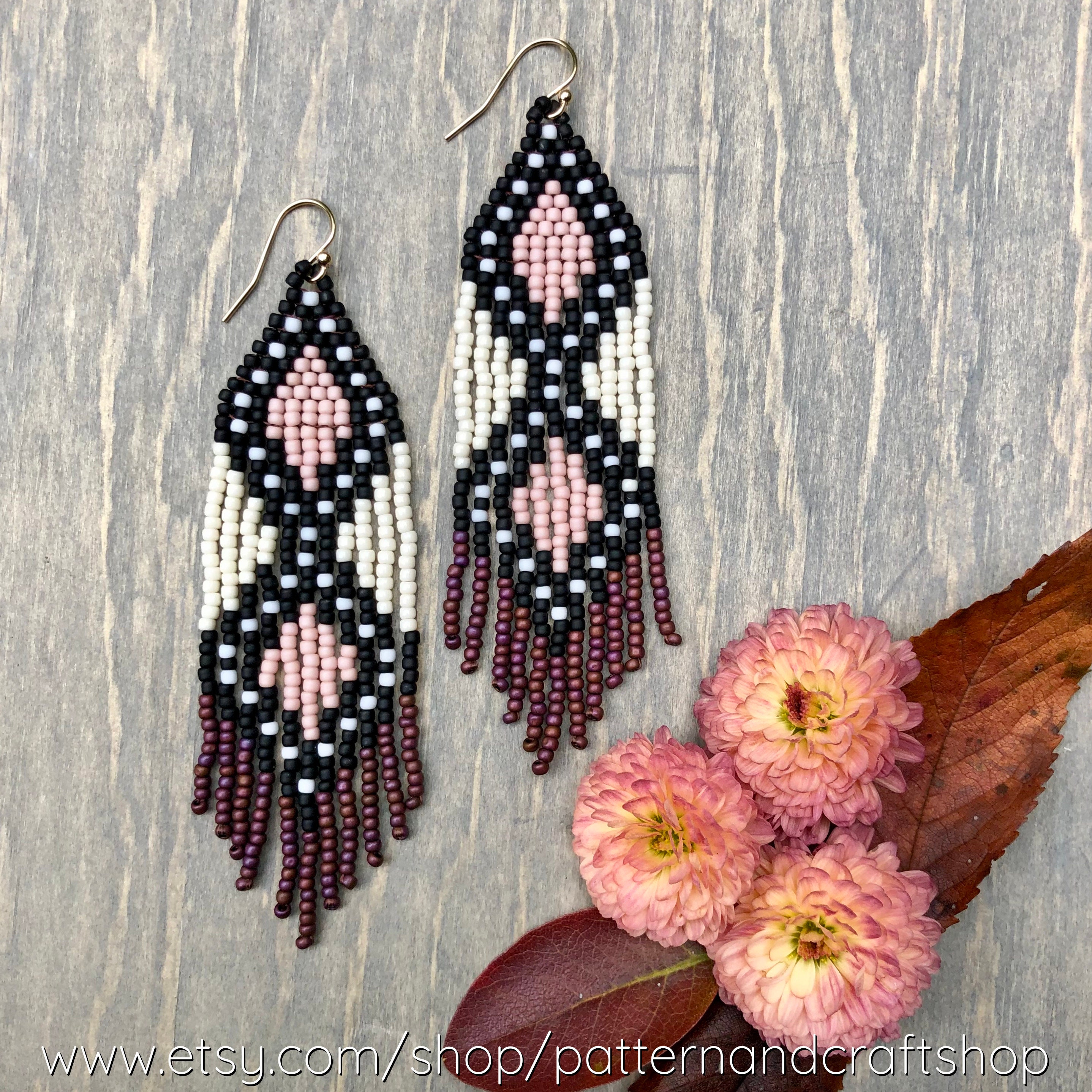 Beaded Earring Pattern Tutorial PDF Brickstitch Fringe Seed Bead ...