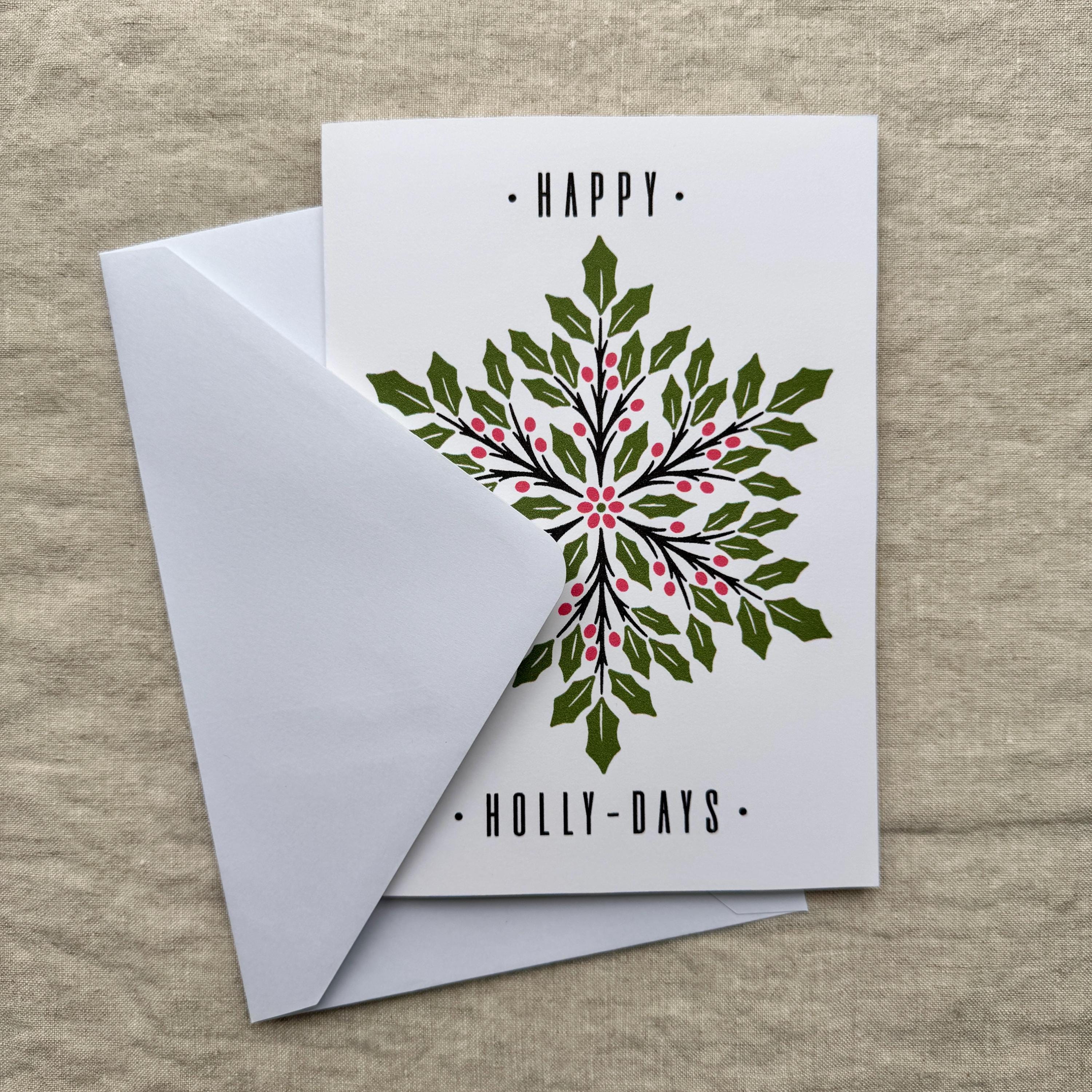 Printable Christmas Card 5x7 - Instant Download File - Holly Happy ...