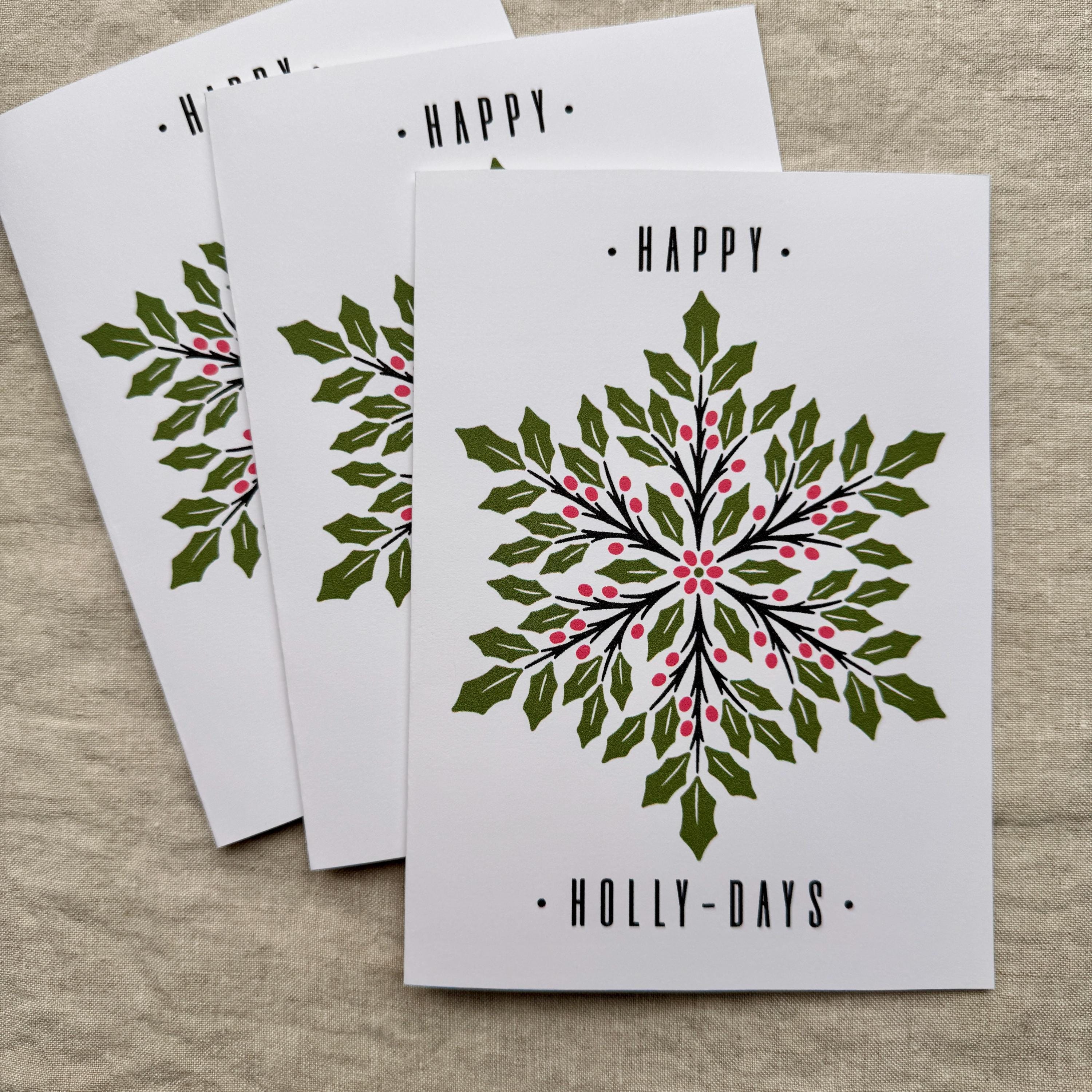 Printable Christmas Card 5x7 - Instant Download File - Holly Happy ...