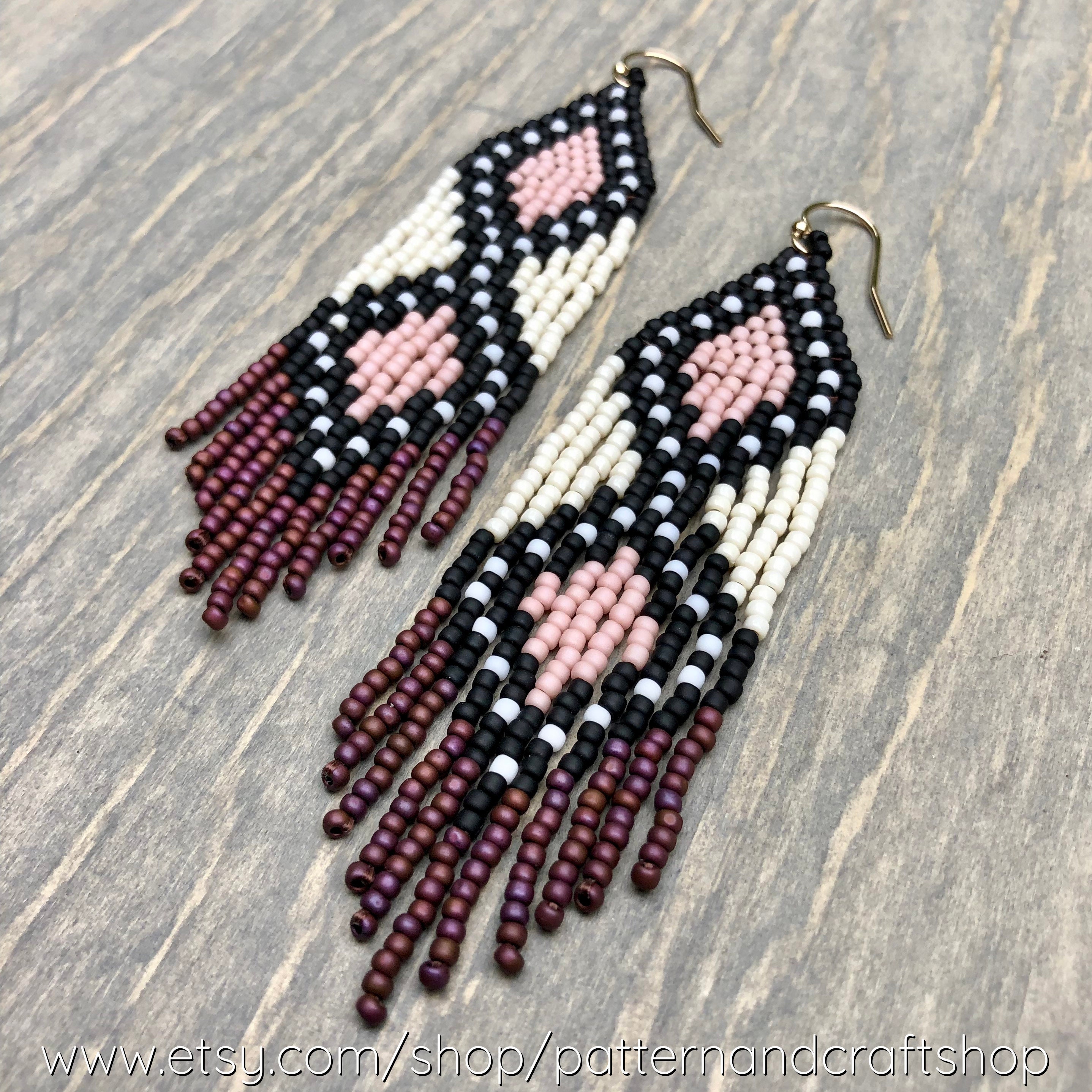 Beaded Earring Pattern Tutorial PDF Brickstitch Fringe Seed Bead ...