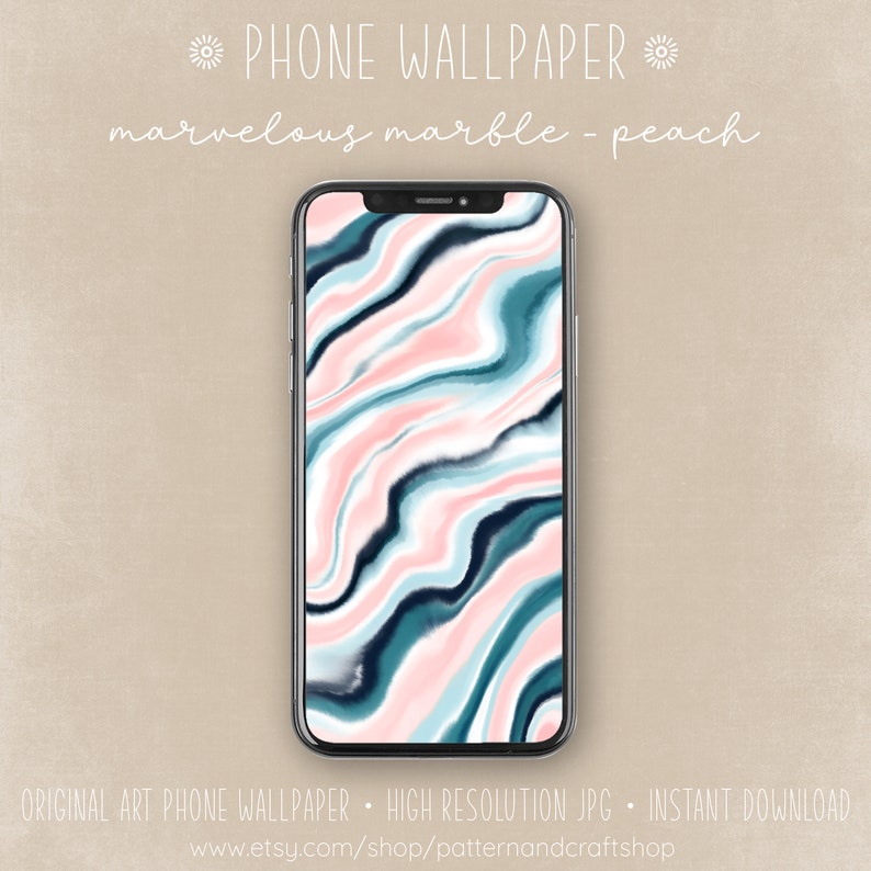 Peach Marble Phone Wallpaper: Abstract Tie Dye Art (digital Download ...