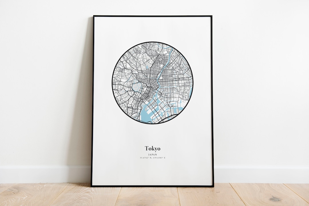 PRINTABLE Tokyo Map Print for the Travel Enthusiast City Prints Simple ...