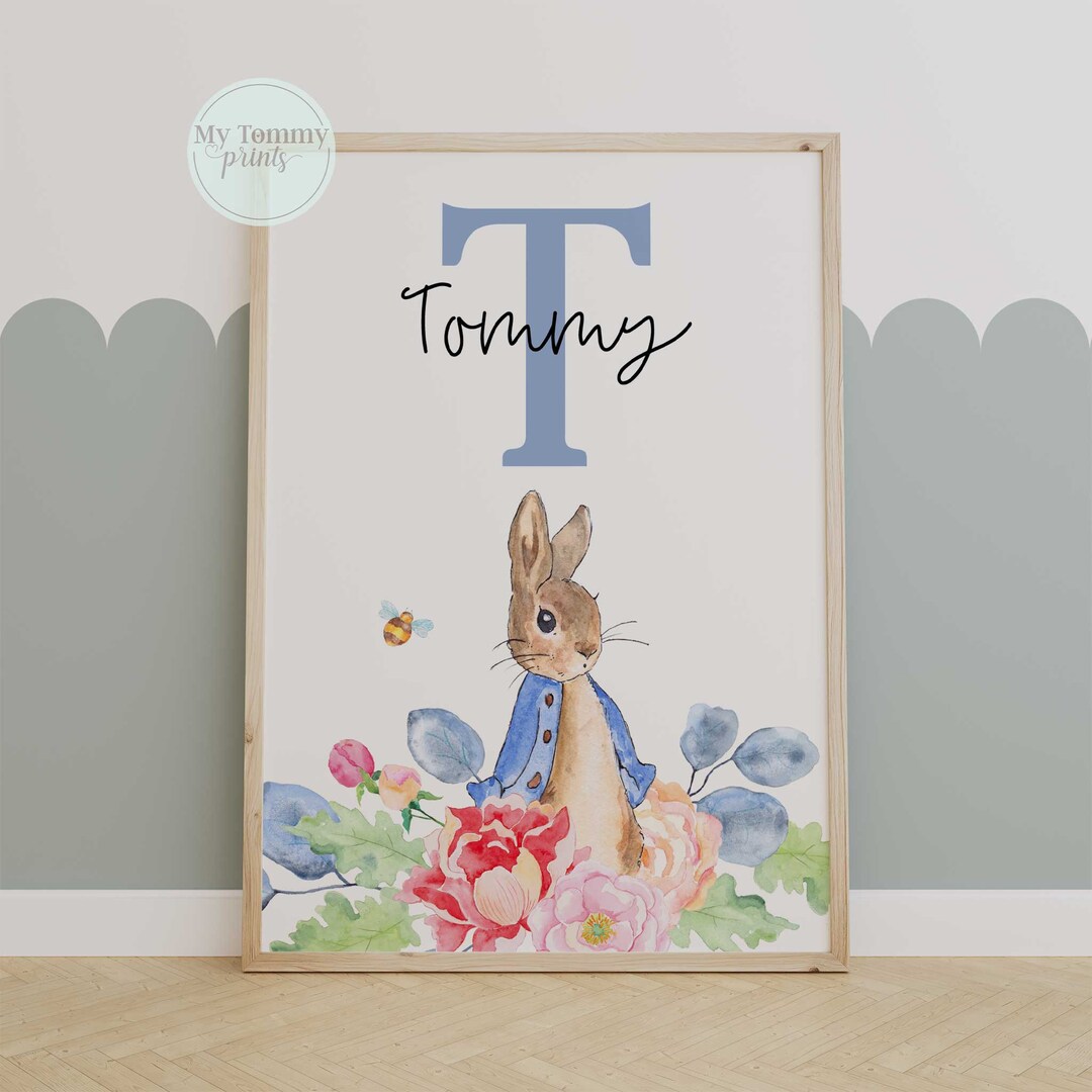 Peter Rabbit Prints Personalised Baby Gifts for Christening Baby Name ...