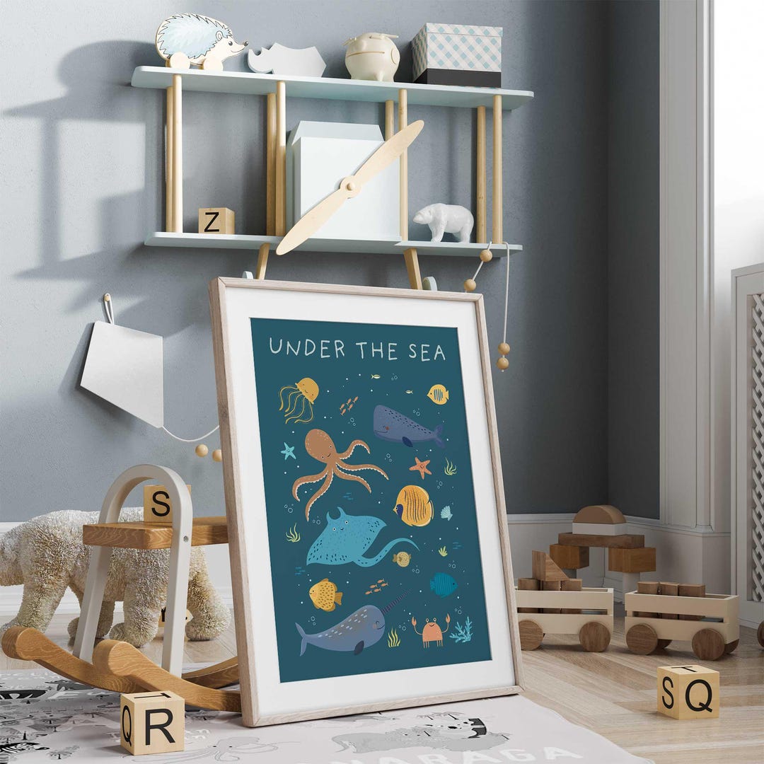 Under the Sea Ocean Poster, Ocean Sea Life Print, Marine Life Nursery ...
