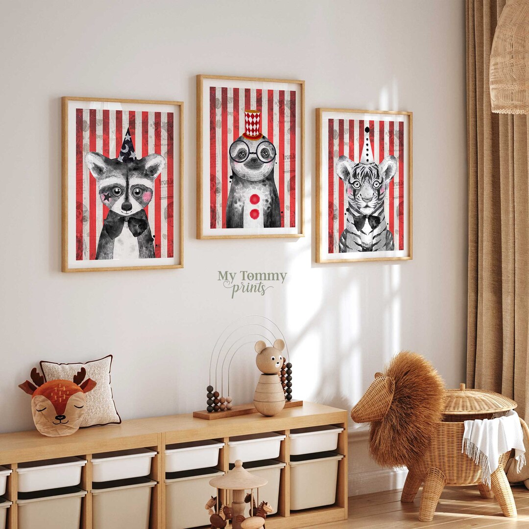Circus Wall Art for Kids Room, Circus Theme Boys Room Prints, Circus ...