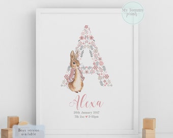 Peter Rabbit Nursery Prints Baby Name Print Peter Rabbit - Etsy