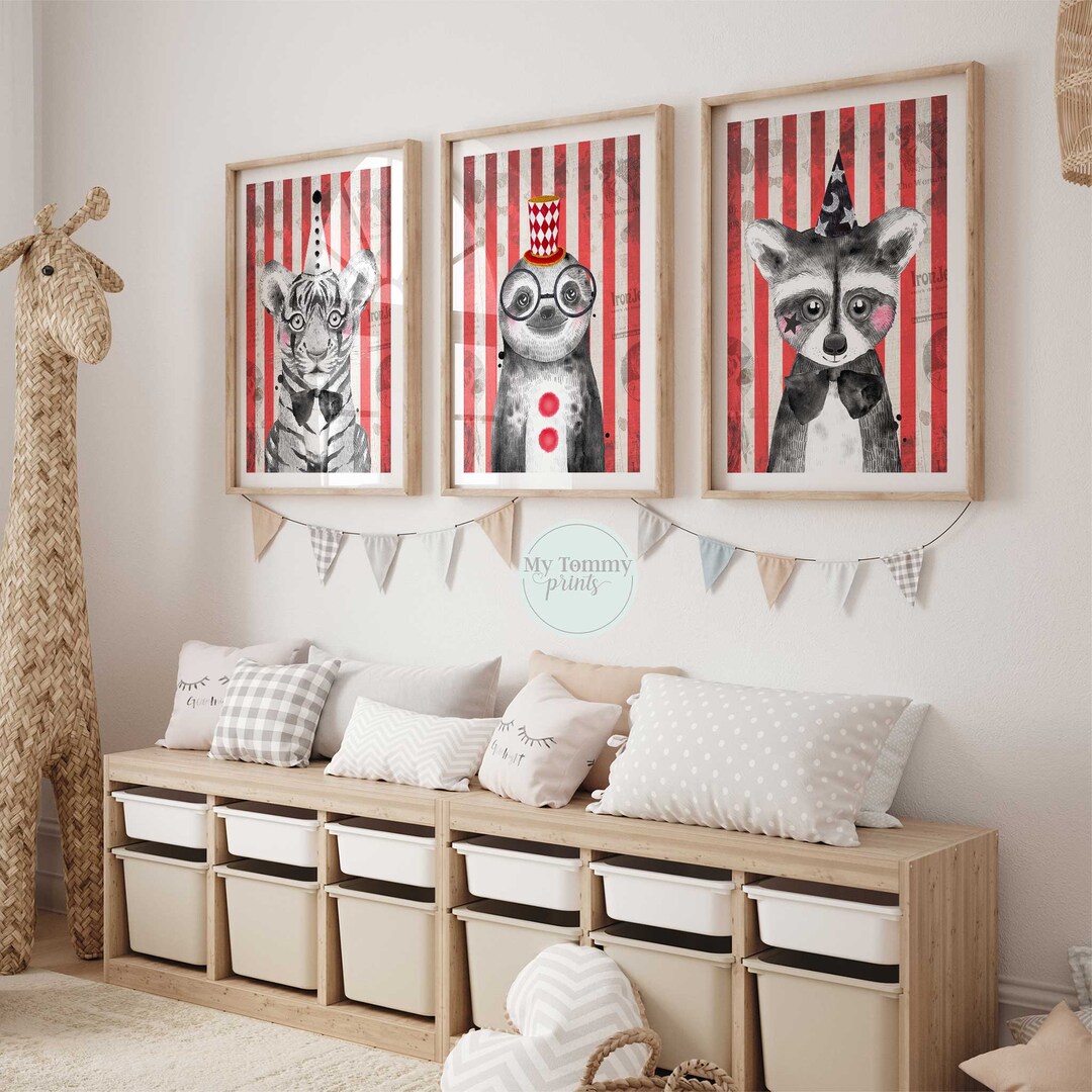 Circus Wall Art for Kids Room, Circus Theme Boys Room Prints, Circus ...