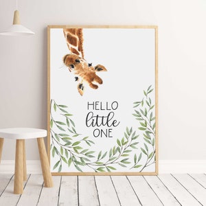Hello Little One Giraffe Prints, Gender Neutral Baby Decor, Giraffe ...