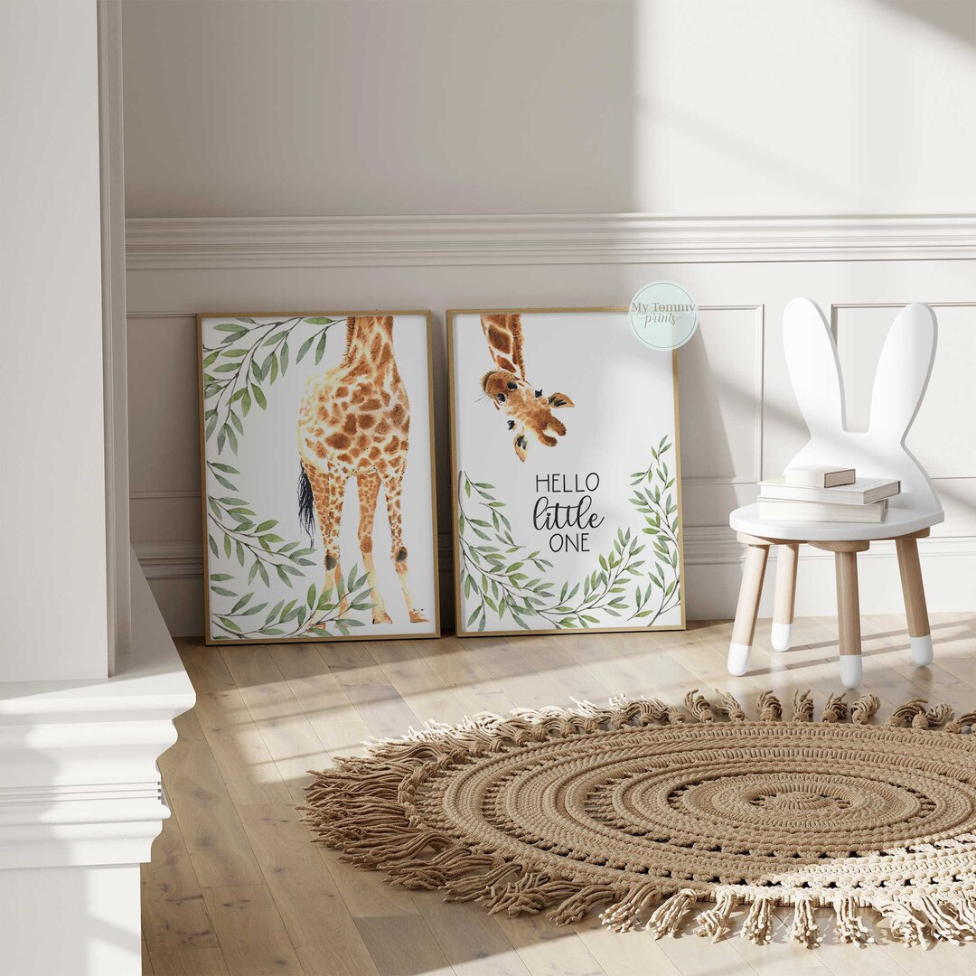 Hello Little One Giraffe Prints, Gender Neutral Baby Decor, Giraffe ...