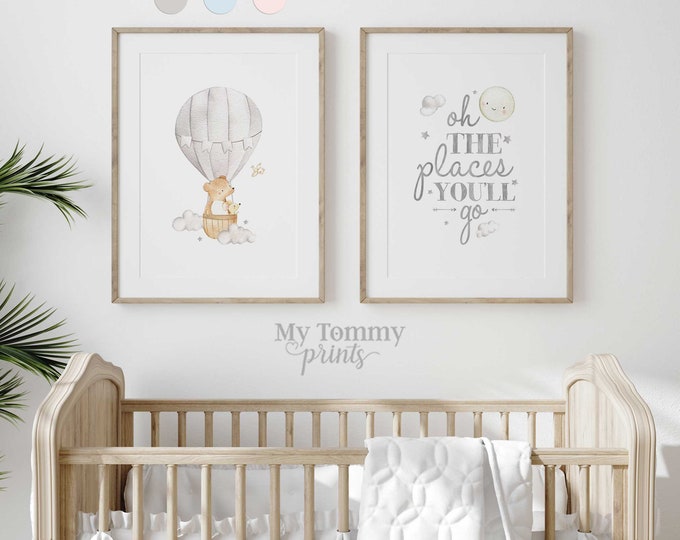 Oh the Places You'll Go Nursery Prints Nursery Art Nursery Decor ...