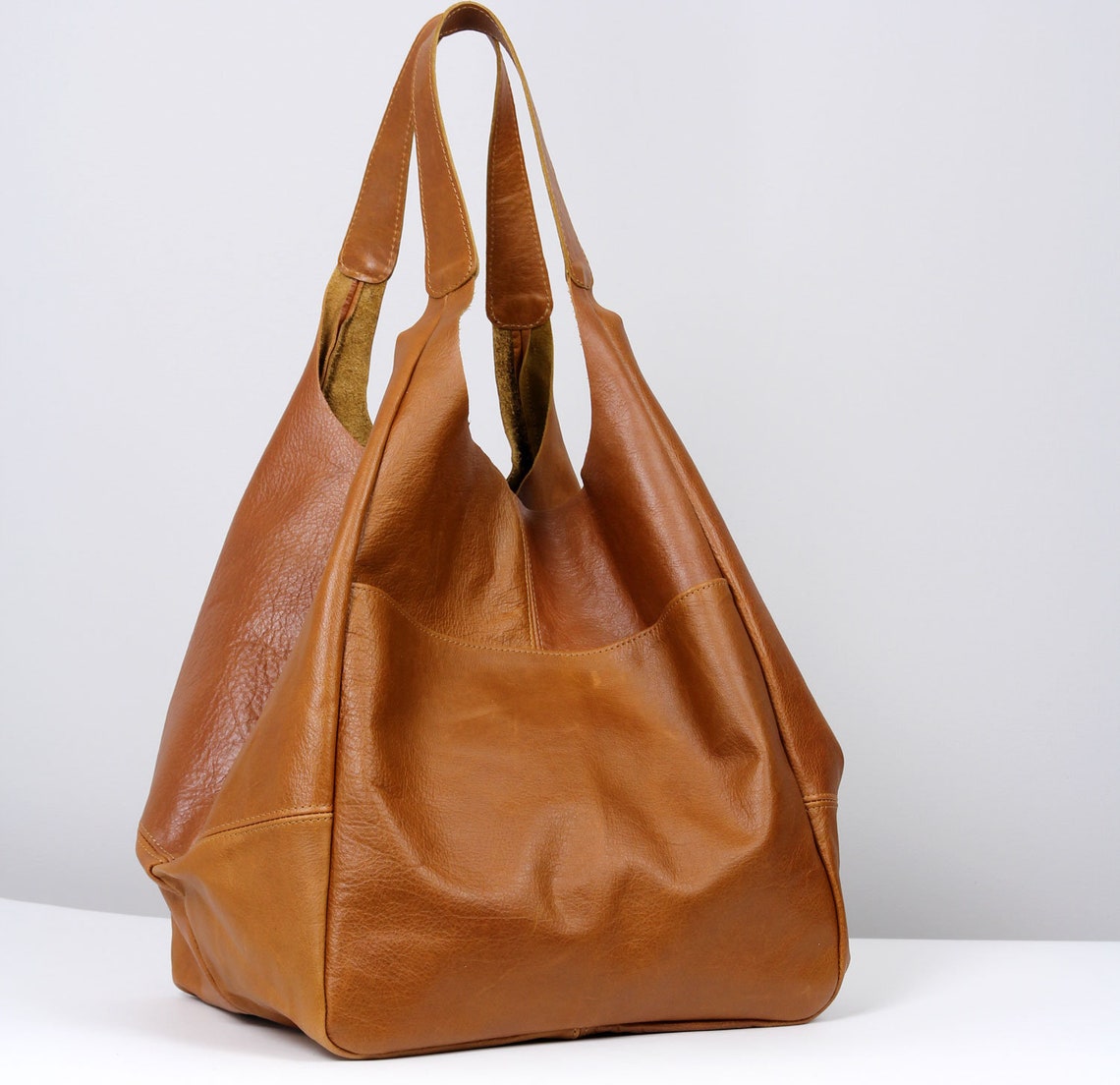 Oversized Tote Bag Camel Tote Bag Brown Leather Bag Extra - Etsy