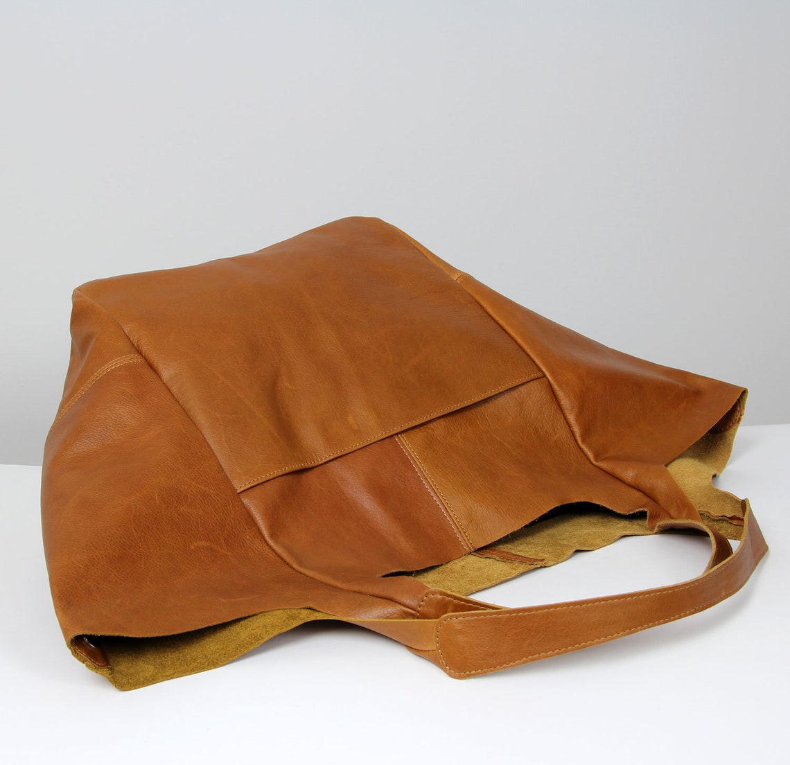 Extra Large Leather Tote With Pocket for Women,tan Leather Bag, Light ...