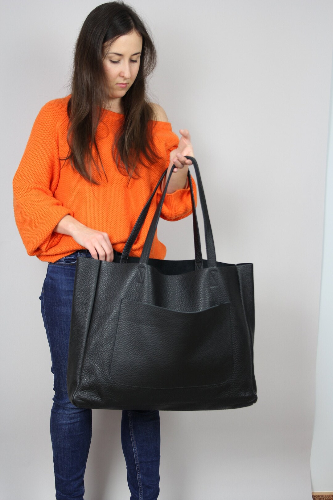 Oversized Tote Bag, Leather Tote Bag, Large Leather Bag, Large Leather ...