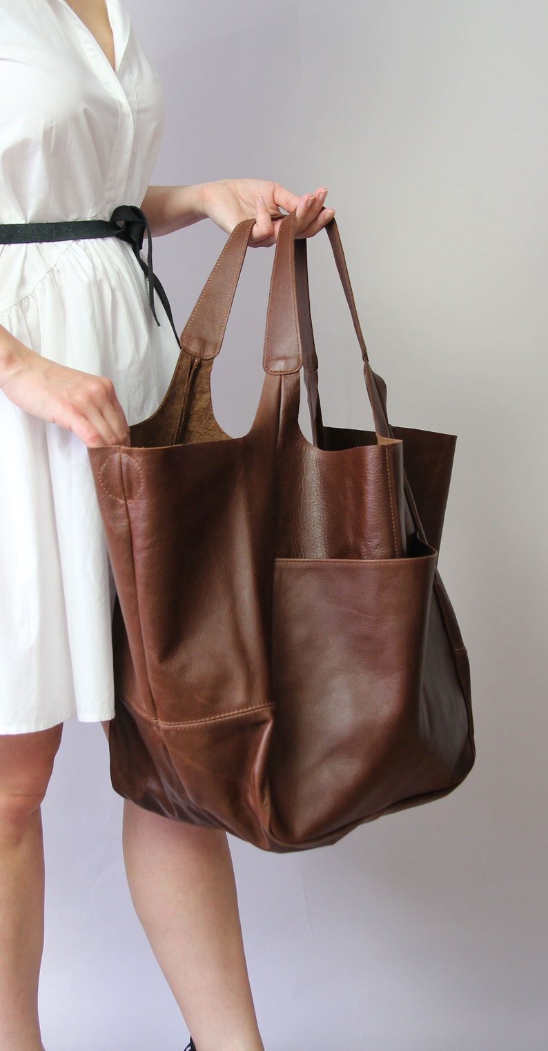 Extra Large Shoulder Bag, Leather Handbag, Weekender Leather Tote ...