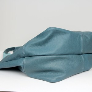 Leather Weekender Bag, Blue Tote Bag, Large Handbag, Leather Shoulder ...