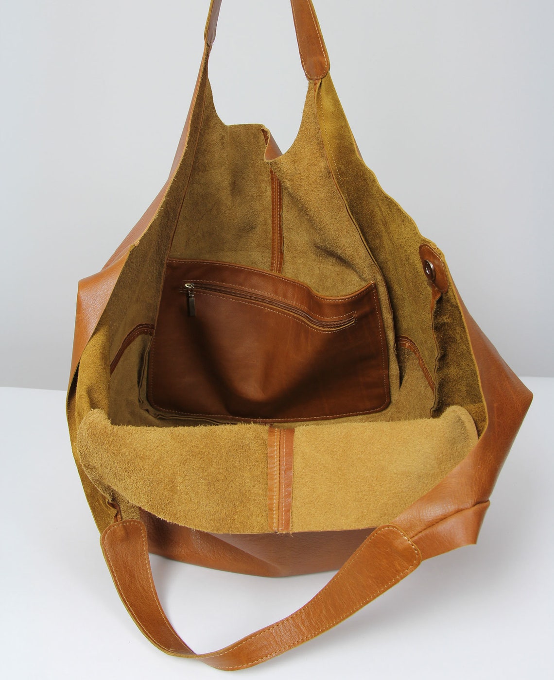Oversized Tote Bag Camel Tote Bag Brown Leather Bag Extra - Etsy