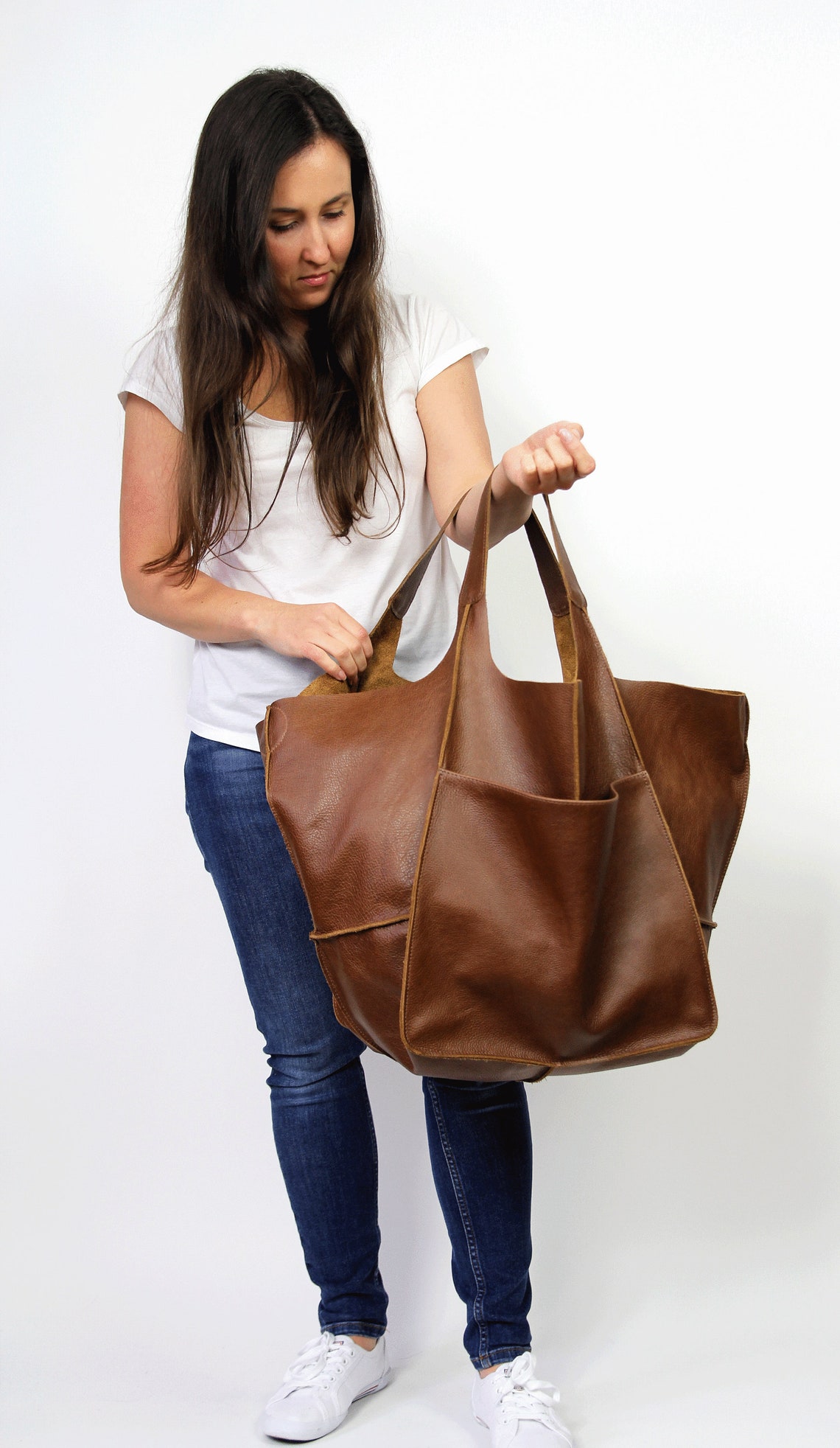 Large Leather Tote Bag OVERSIZED Women Leather Tote Bag for | Etsy