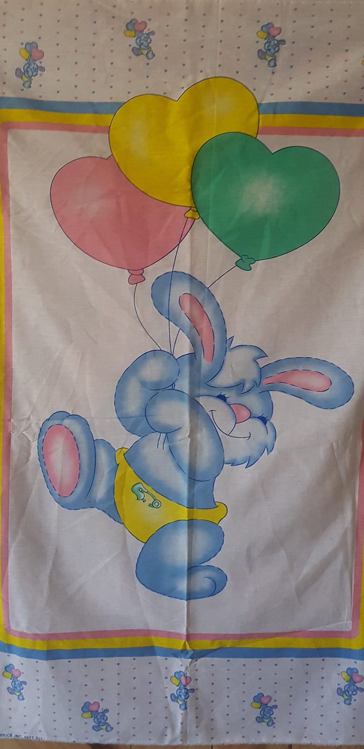 Vintage Baby Cot Quilt Panel Bunny Balloon Cot Panel That's Our Baby ...