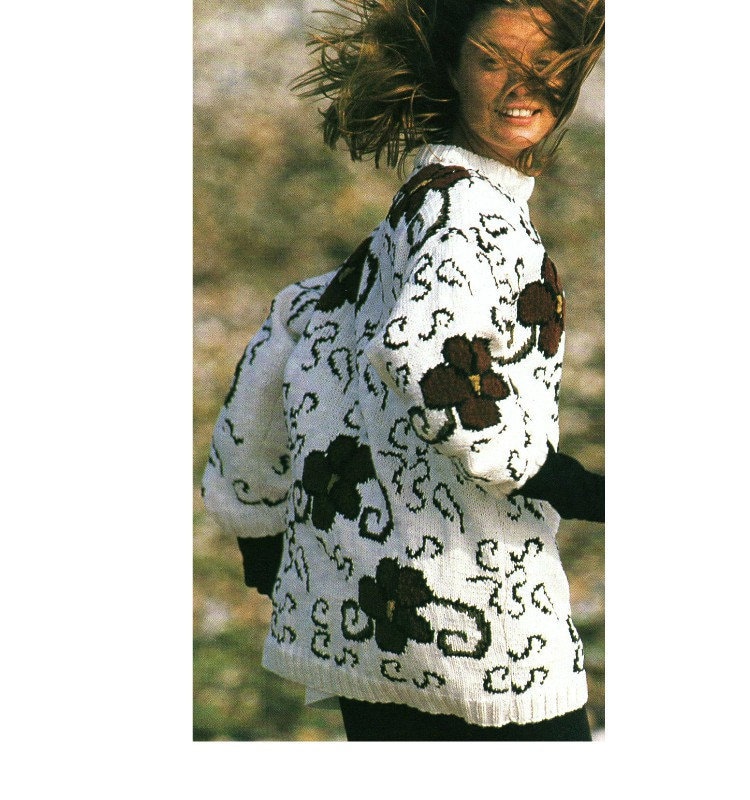 Flower Sweater Knitting Pattern Pullover Abstract Flower Sweater ...