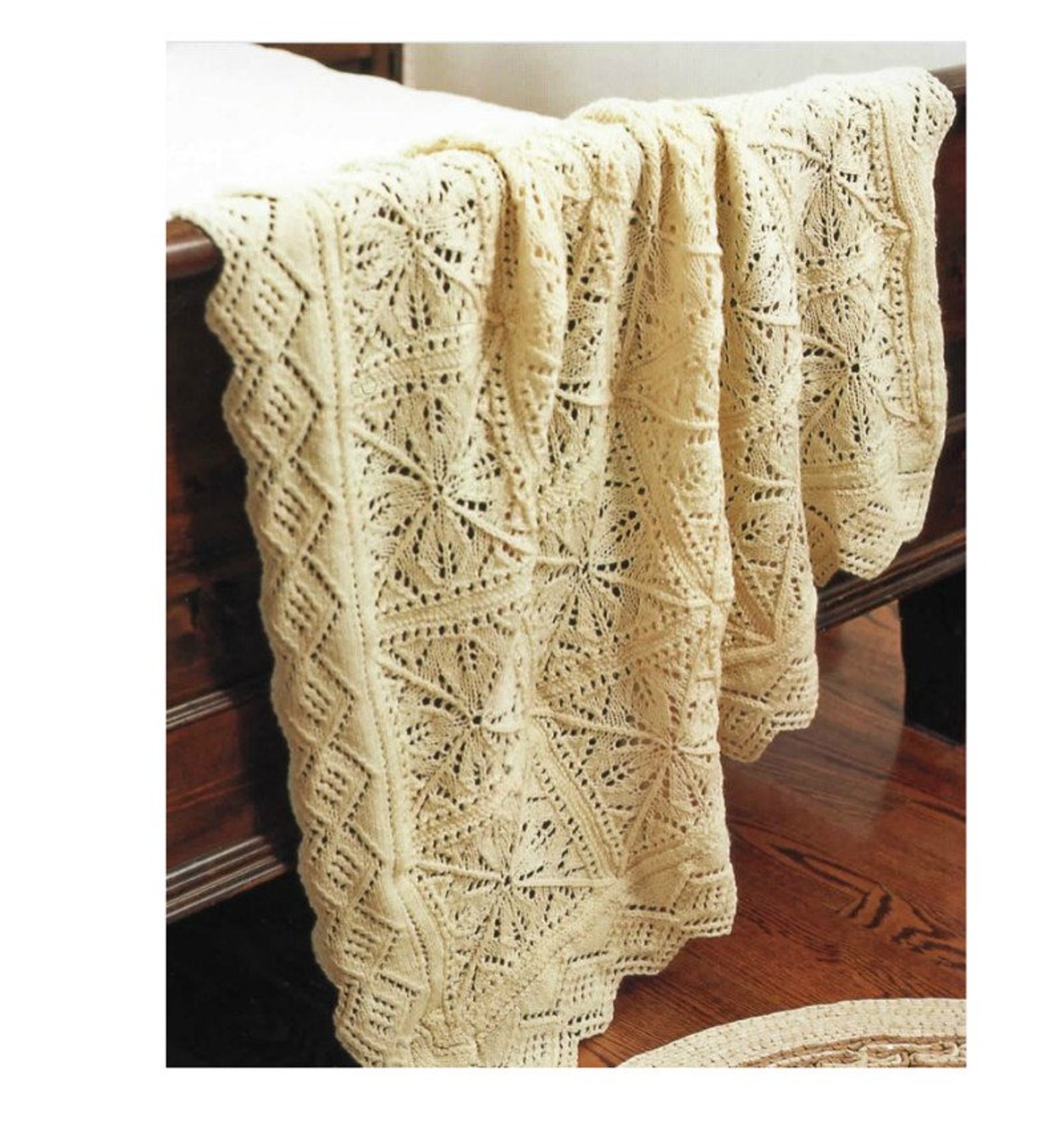 Irish Lace Afghan Knitting Pattern Wide Border Lacy Afghan Knitting ...