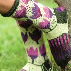 Tulip Socks Knitting Pattern Tulip Flower Socks Knitting Pattern PDF ...