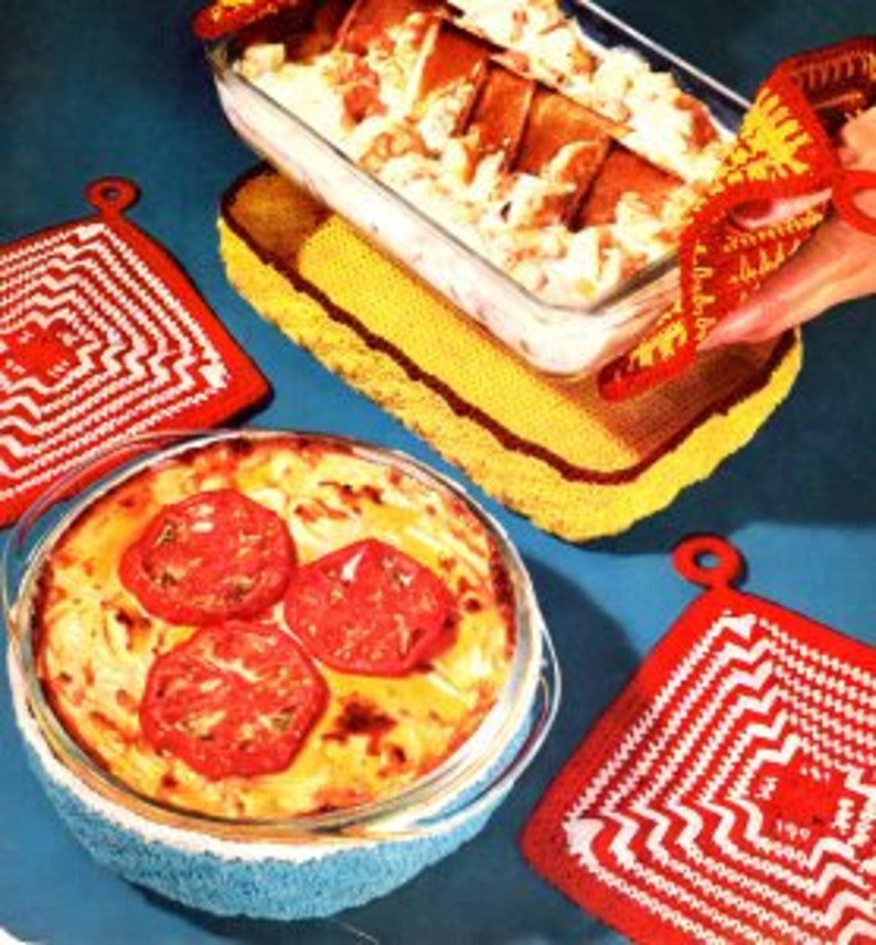 Two Casserole Dish Cozy Crochet Pattern Casserole Dish Jacket Crochet ...
