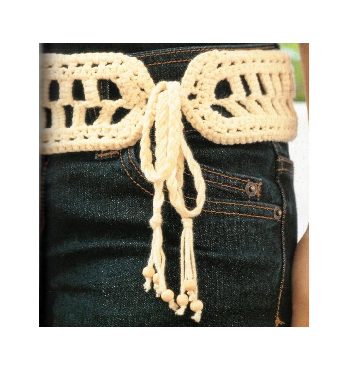 1970s Lace and Beads Boho Belt Crochet Pattern Vintage Hippie Retro ...