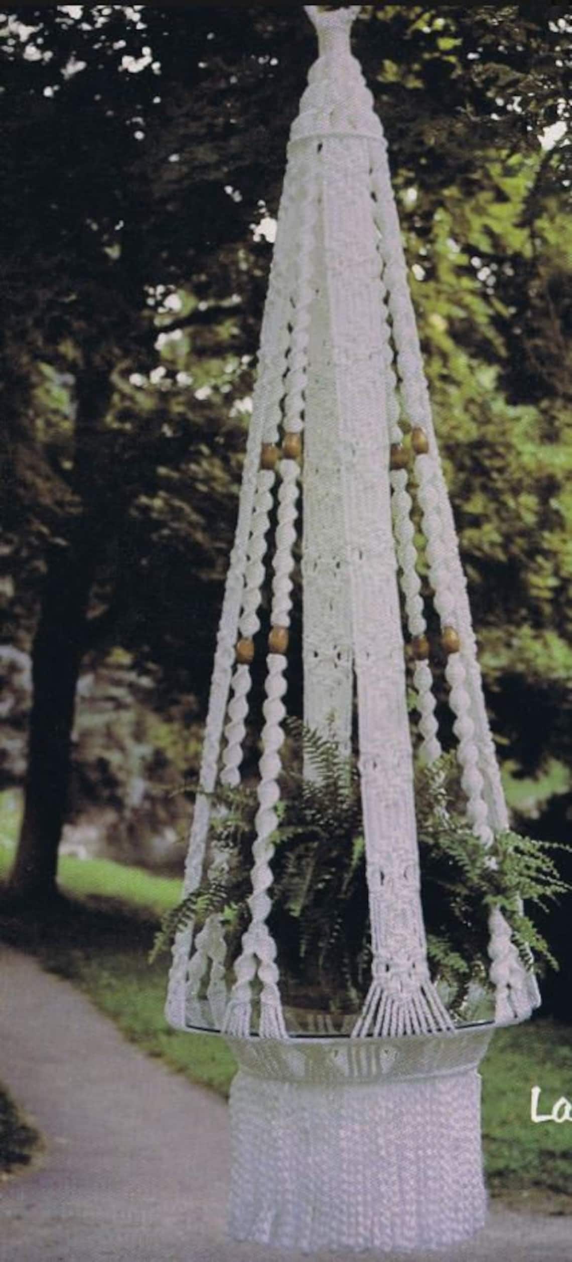 Vintage Macrame Hanging Table Pattern Table With Glass Beads Macrame ...