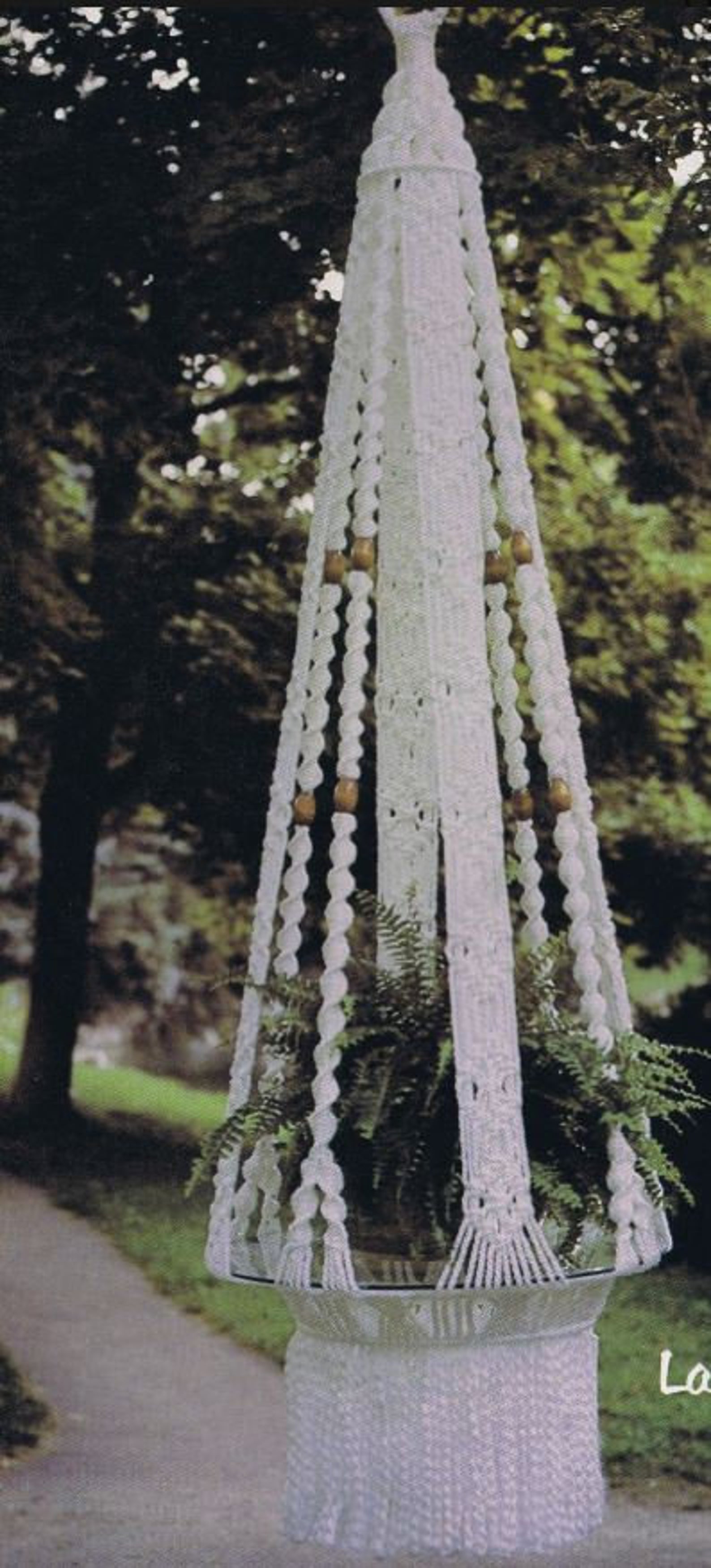 Vintage Macrame Hanging Table Pattern Table With Glass Beads Macrame ...
