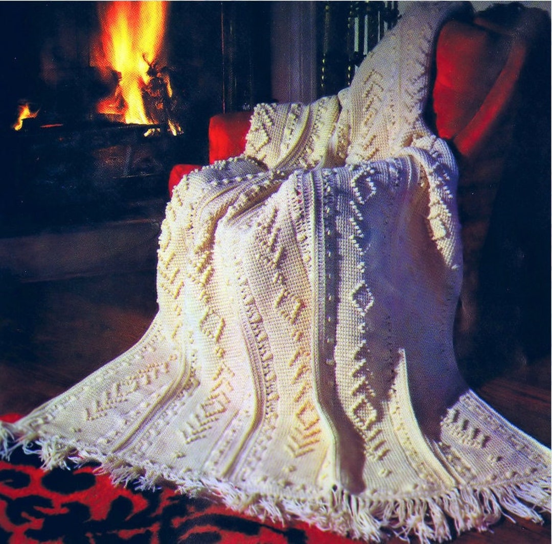 Fisherman Popcorn Afghan Crochet Pattern Bobble Fringe Afghan Crochet ...