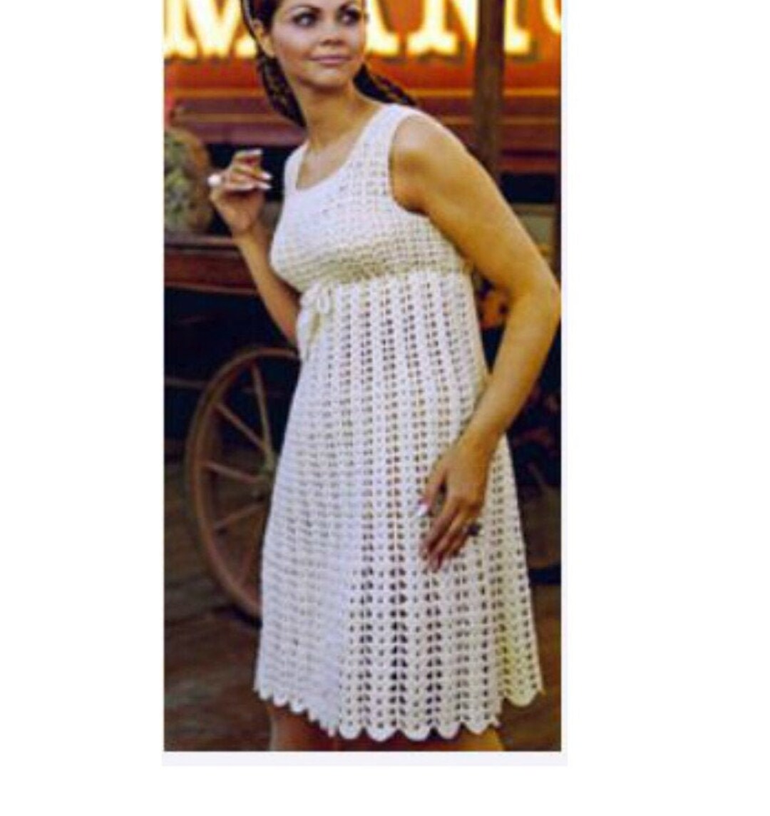 1970s Summer Peasant Dress Crochet Pattern Vintage Boho Dress Crochet ...