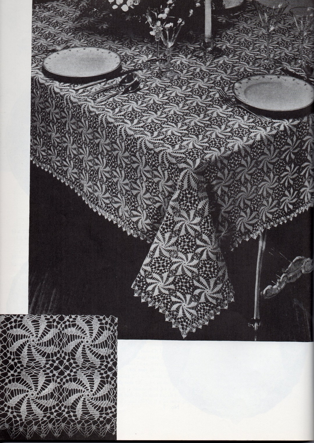 Pinwheel Tablecloth Crochet Pattern Vintage Pinwheel Tablecover Crochet ...