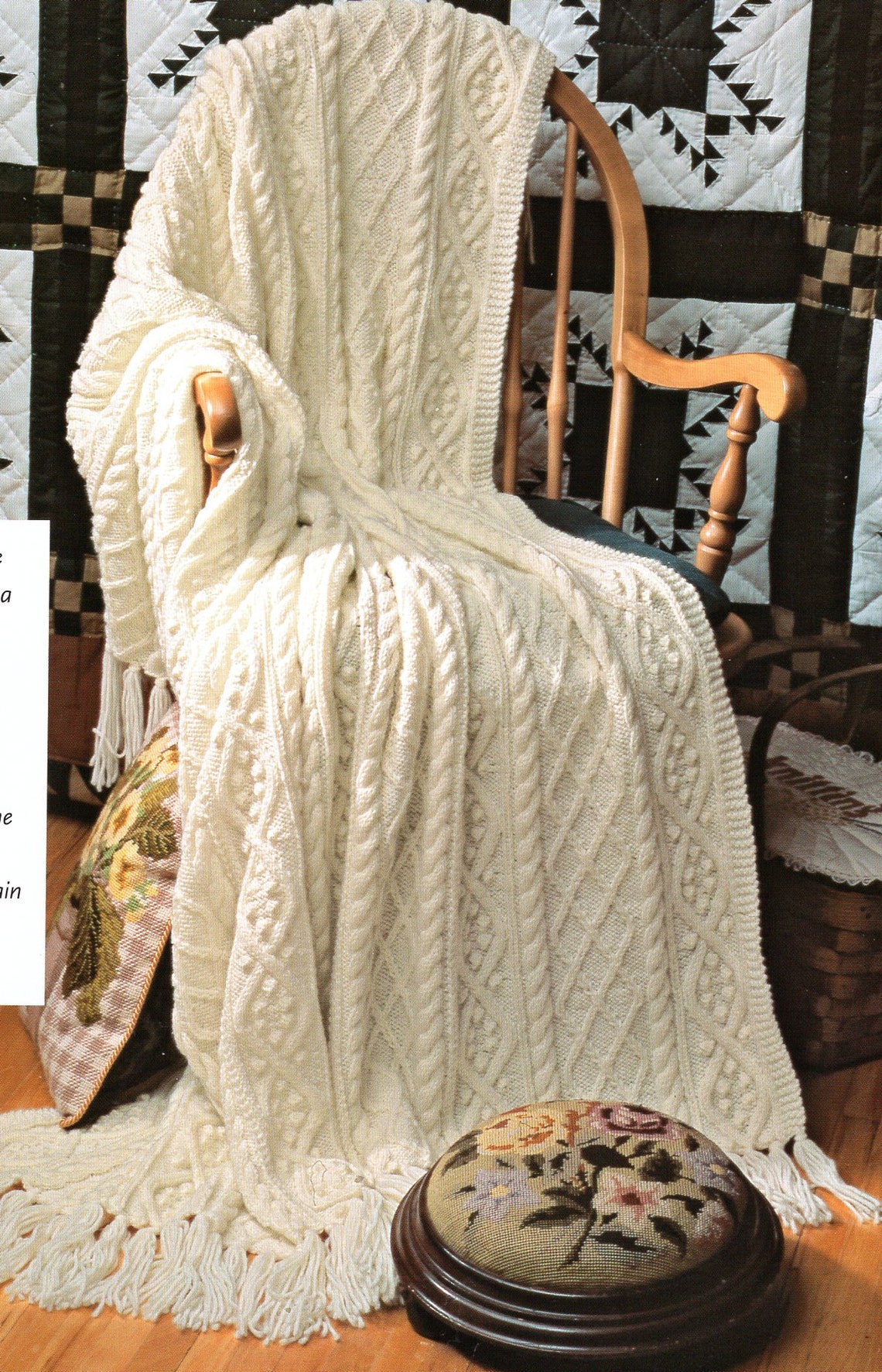 Aran Texture Cable Afghan Knitting Pattern Cable Fringe Afghan Knitting ...