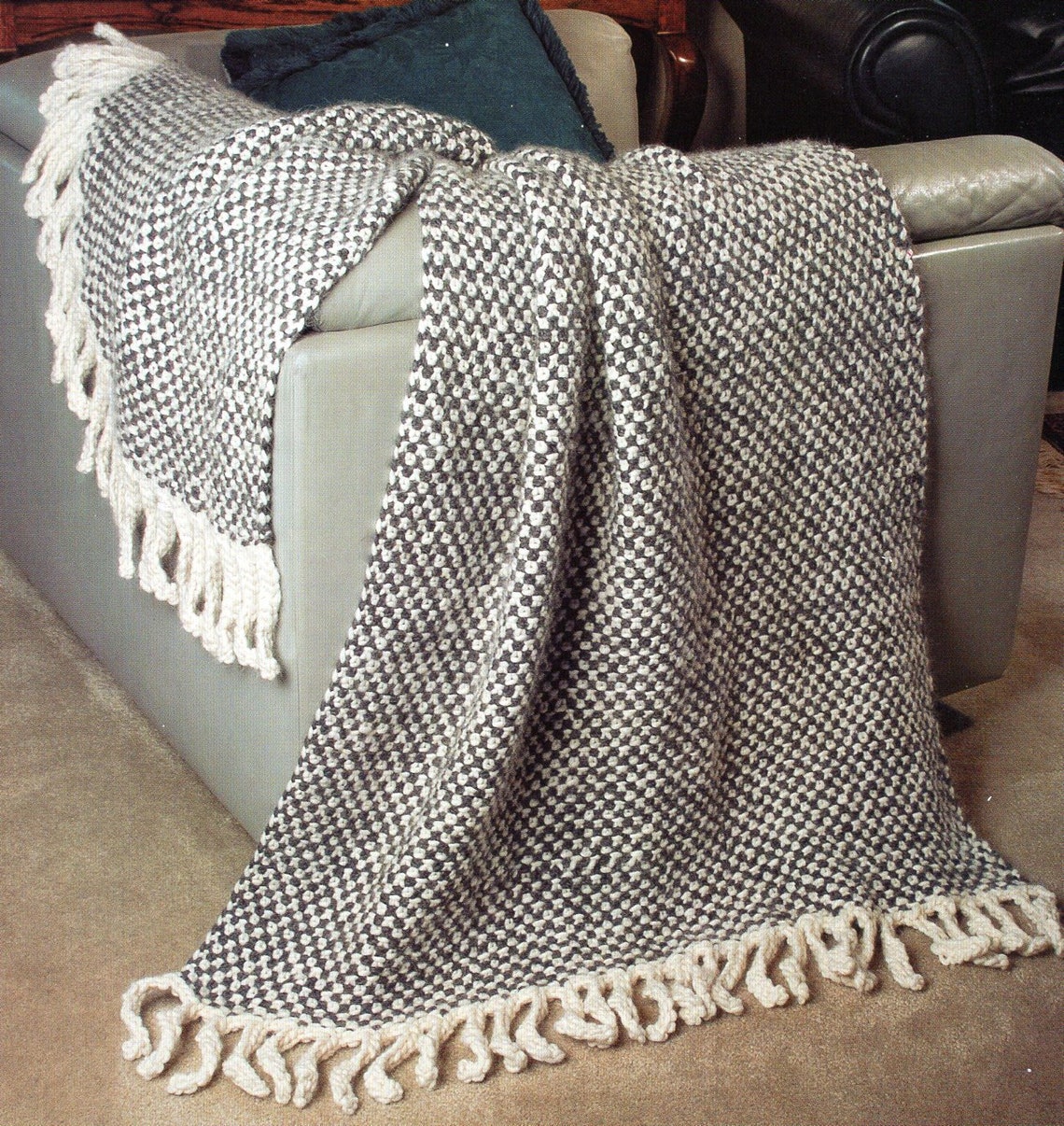 Tweed Fringe Afghan Knitting Pattern Texture Afghan Knitting Pattern ...