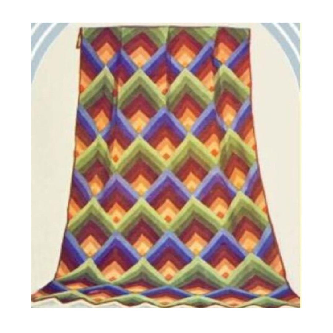 Vintage Log Cabin Afghan Crochet Pattern Pyramid Three Dimensional ...
