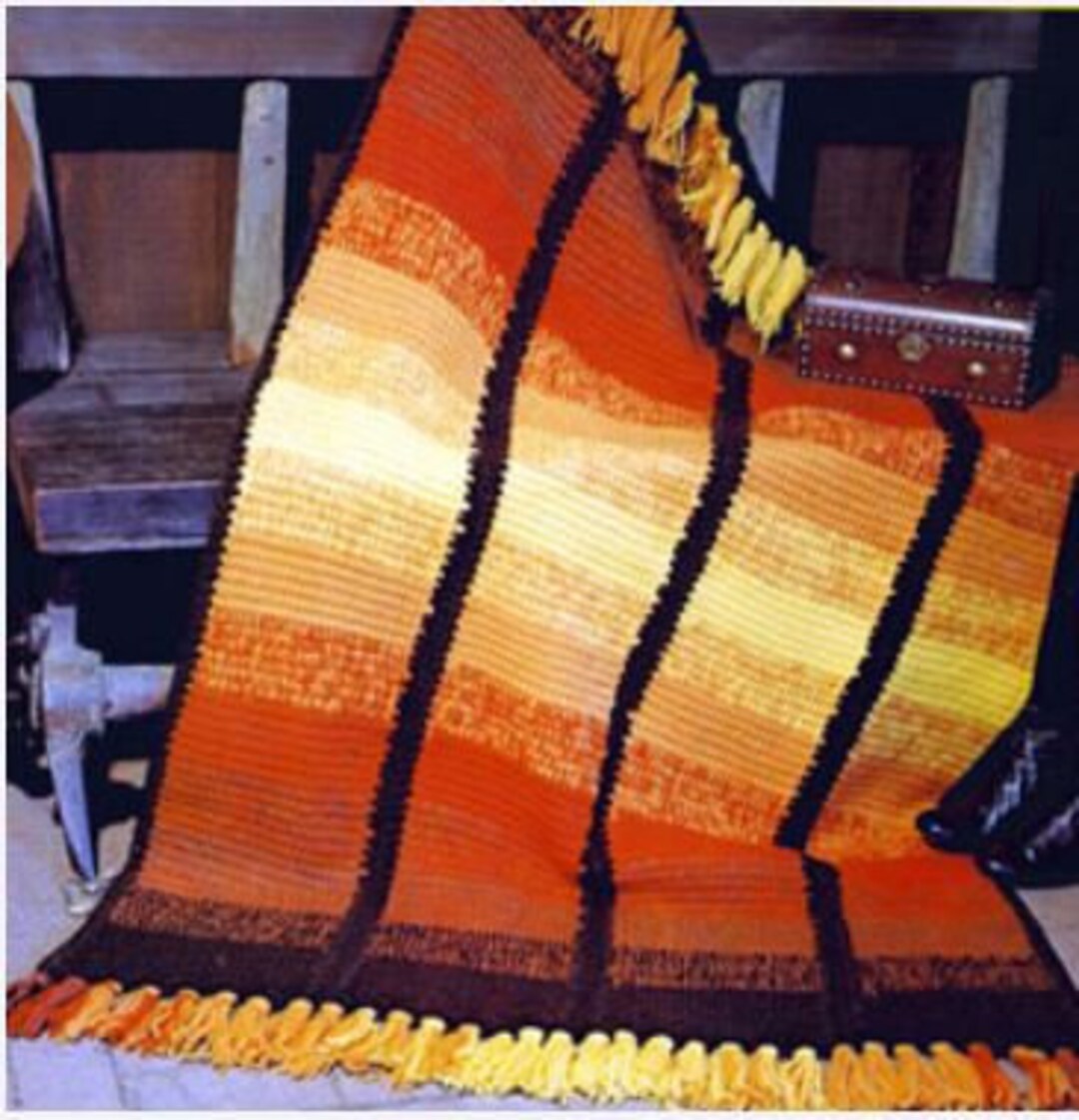 Sunset Afghan Crochet Pattern Panel Fringe Afghan Crochet Pattern PDF ...