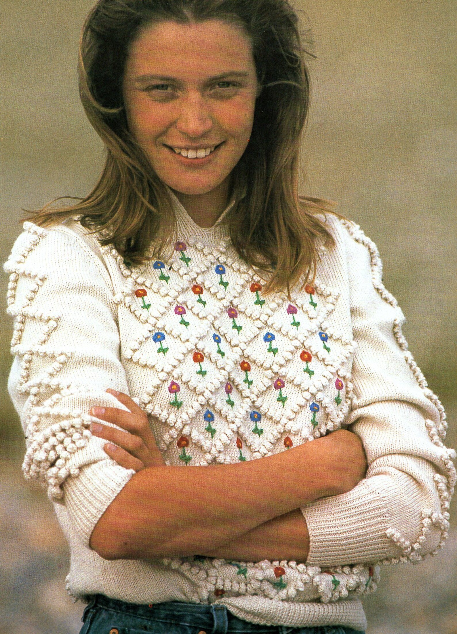 Flower Bobble Sweater Knitting Pattern Bobbles and Flowers Pullover ...