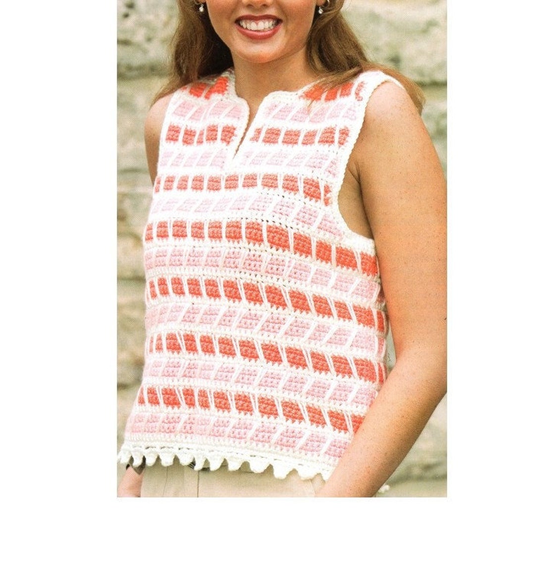 Summer Sleeveless Top Crochet Pattern Chevron Tank Shirt Crochet ...