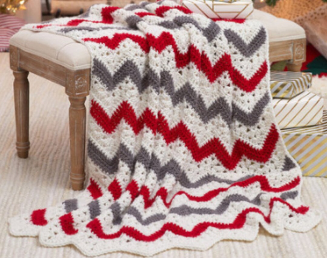 Christmas Eyelet Ripple Afghan Crochet Pattern Wavy Afghan Crochet ...