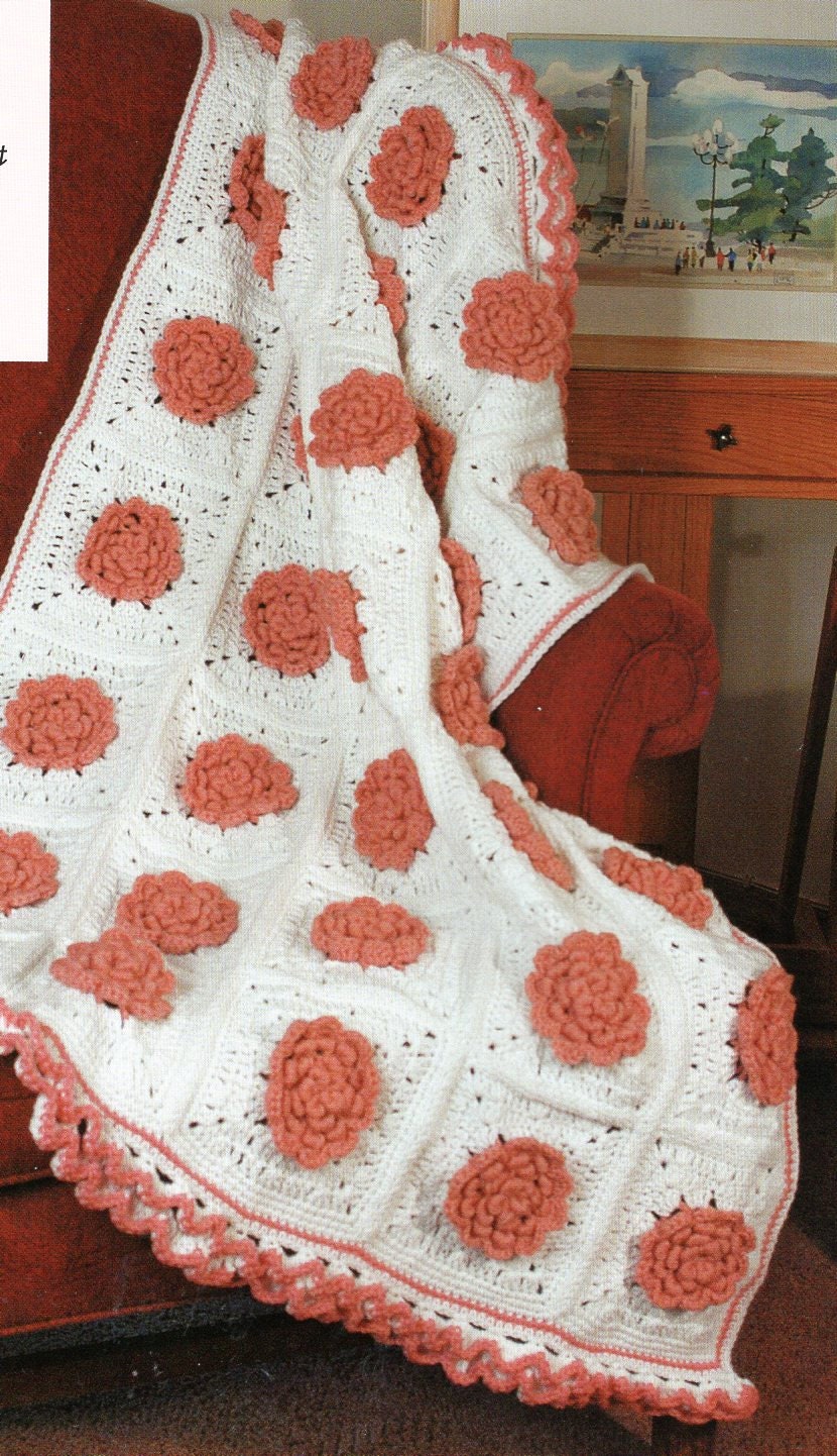 Rose Garden Flower Afghan Crochet Pattern Flower Afghan Crochet Pattern ...